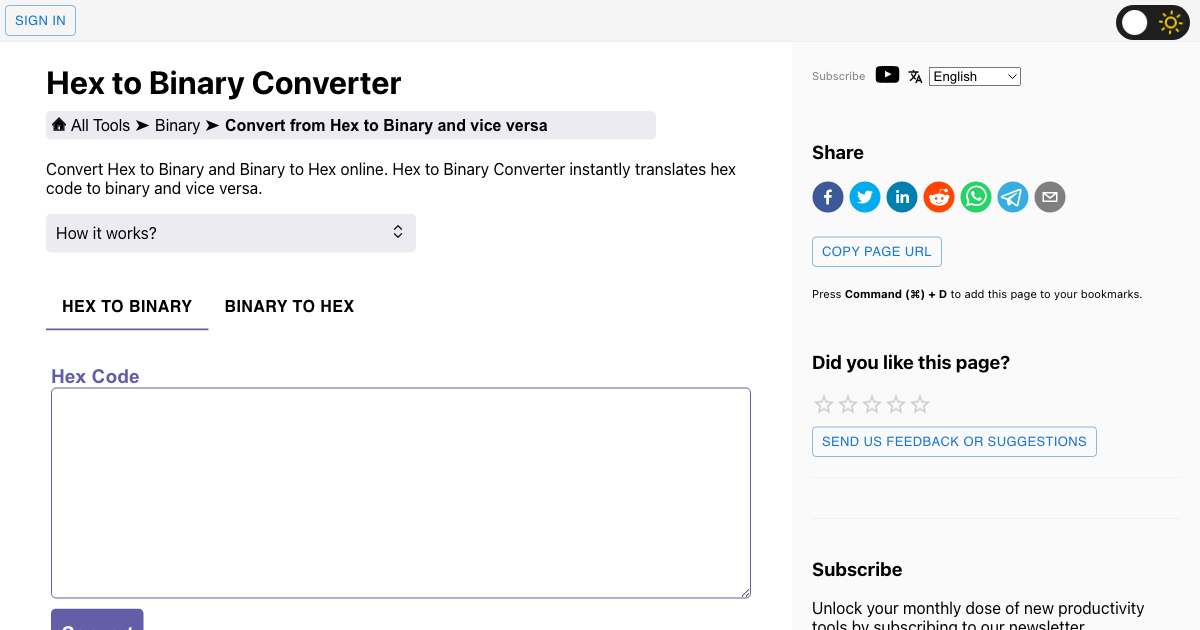 Hex to Binary Converter Hex to Binary Converter